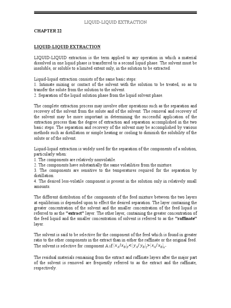 Liquid-Liquid Extraction | PDF | Phase (Matter) | Solubility