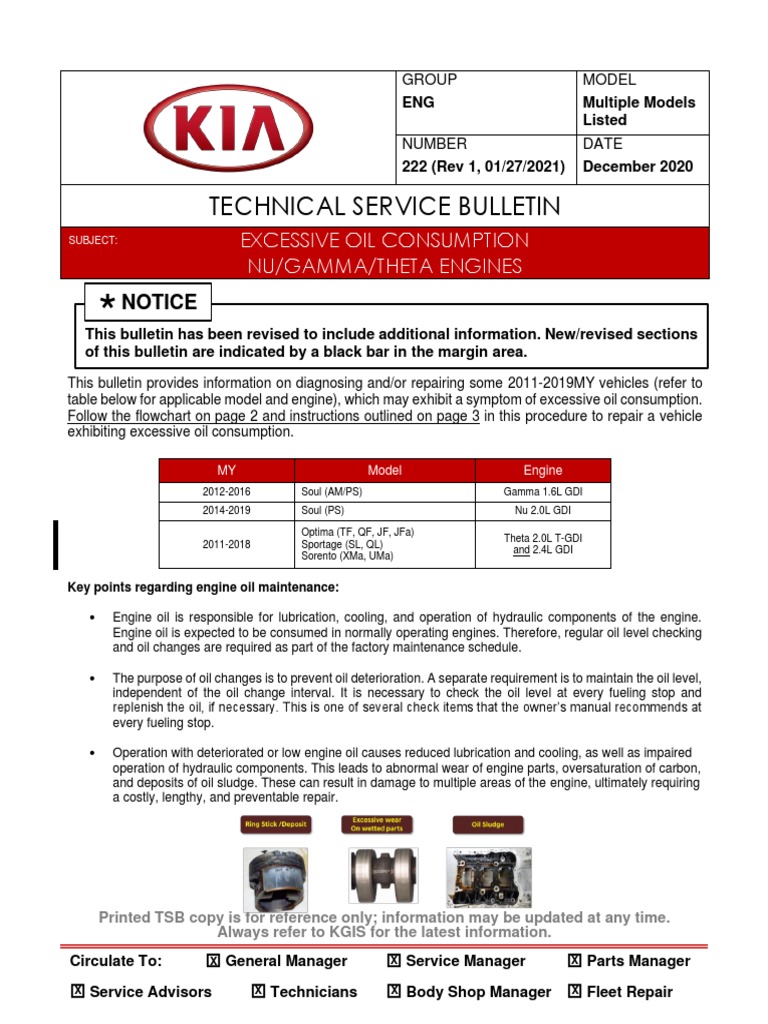 Technical Service Bulletin: Notice | PDF | Motor Oil | Fuel Injection