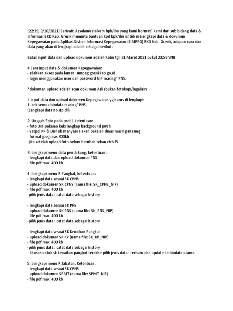 Petunjuk Simpeg | PDF