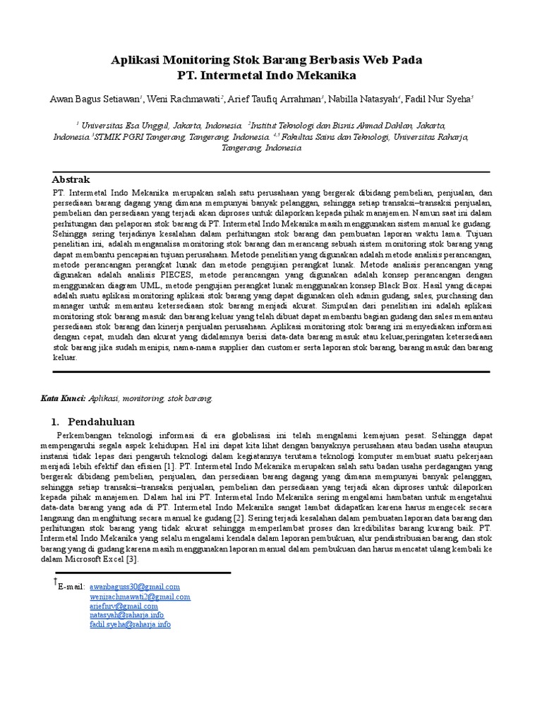 Aplikasi Monitoring Stok Barang Berbasis Web | PDF