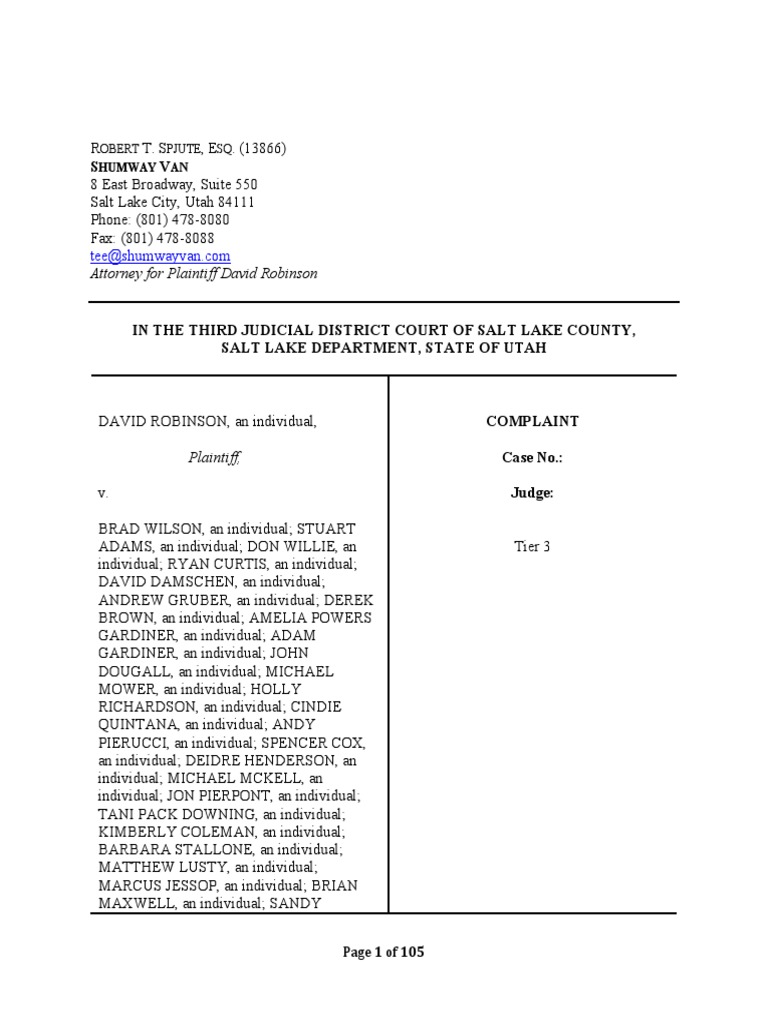 Legal Complaint in Utah Court | PDF | Utah