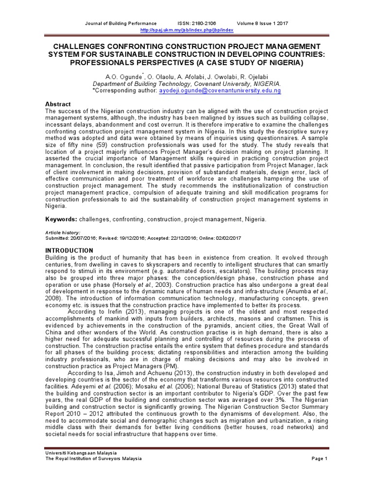 Challenges Confronting Construction Project Management | PDF | Project ...