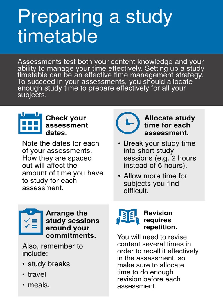 Create study timetable assess prep | PDF