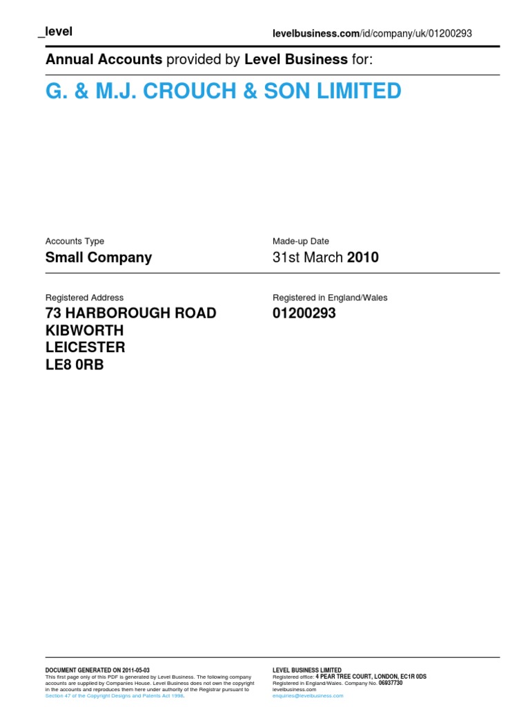 G. & M.J. Crouch & Son Limited: Annual Accounts Provided by Level ...