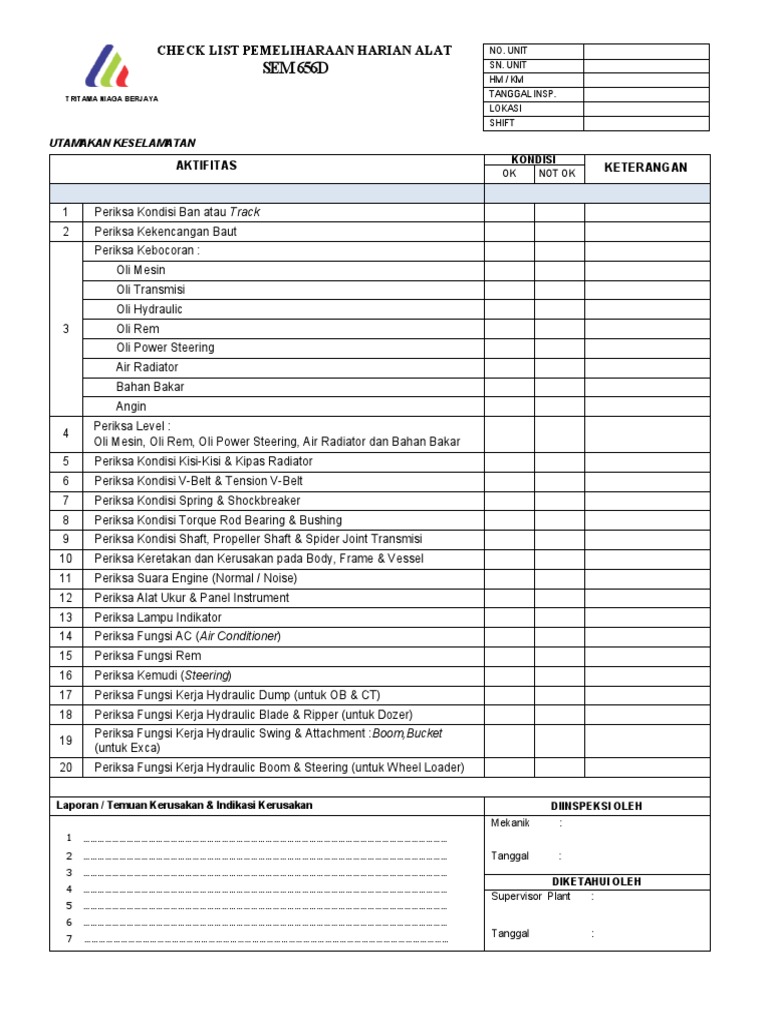 SEMUA CHECKLIST ALAT | PDF