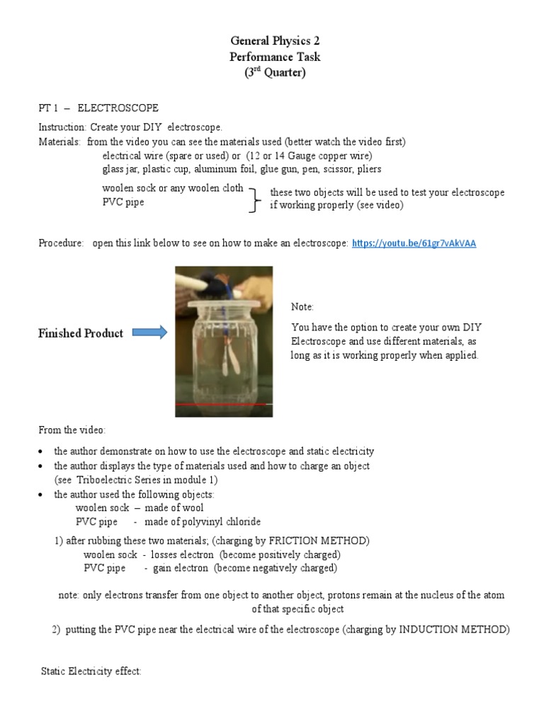 General Physics 2 Performance Task (3 Quarter) | PDF | Electric Charge ...