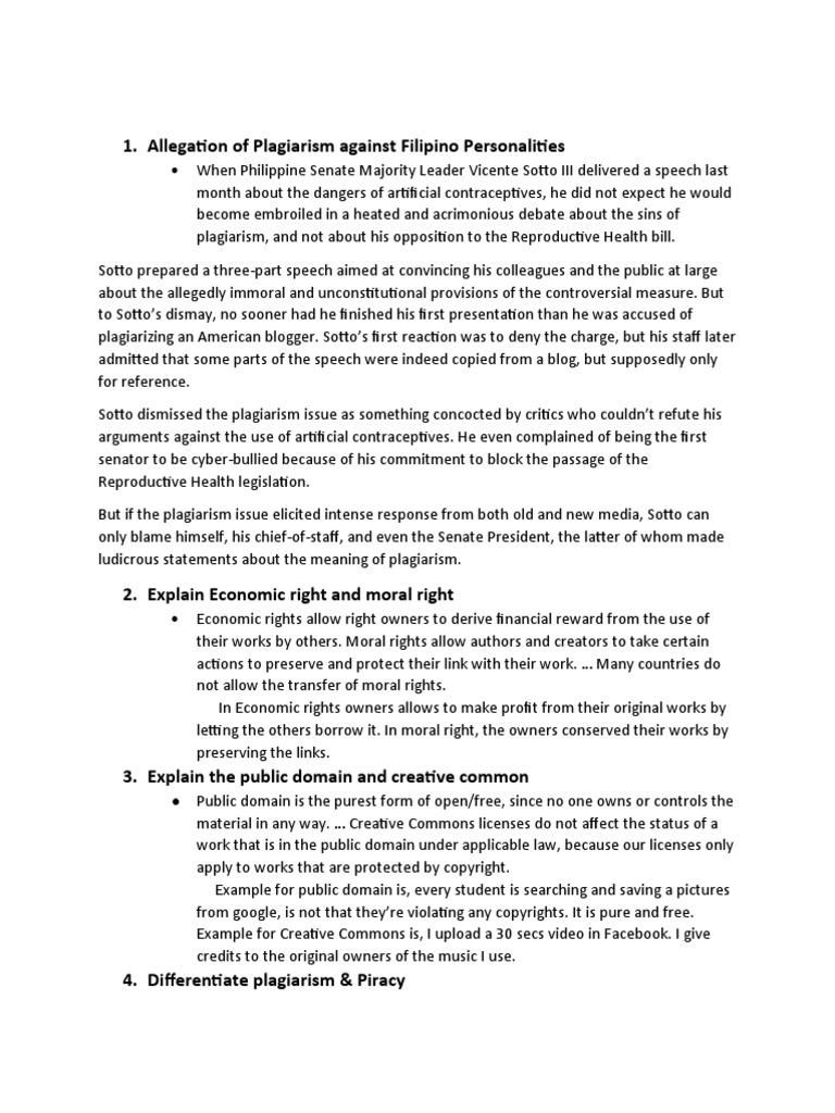 Allegation of Plagiarism Against Filipino Personalities | PDF | Public ...