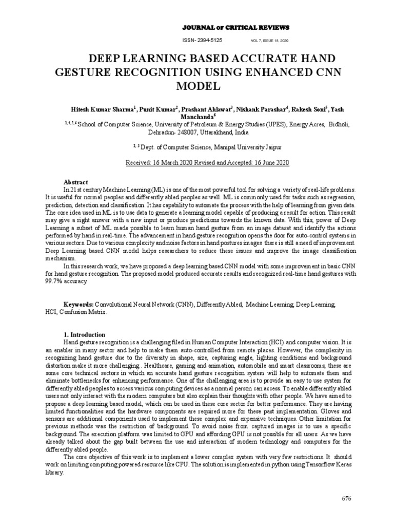 Deep Learning Based Accurate Hand Gesture Recognition Using Enhanced ...