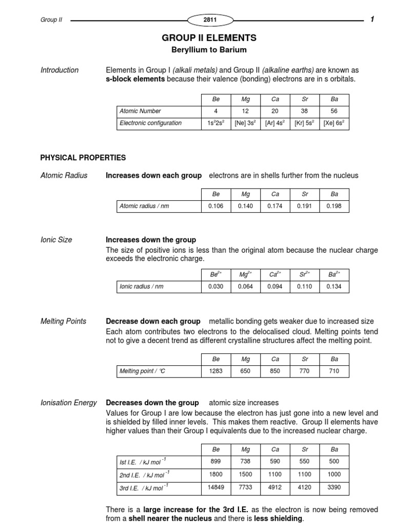 Group II Elements | PDF | Hydroxide | Calcium