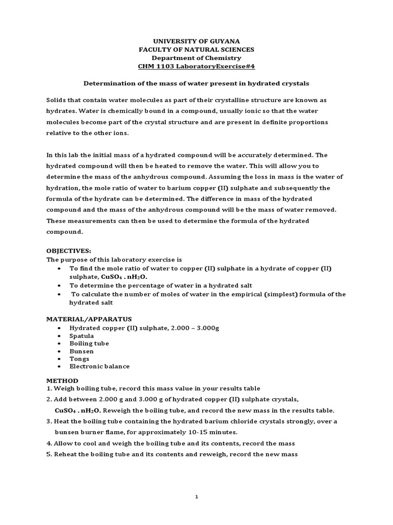 CHM 1103 Lab - 4.docx | PDF | Chemical Compounds | Water
