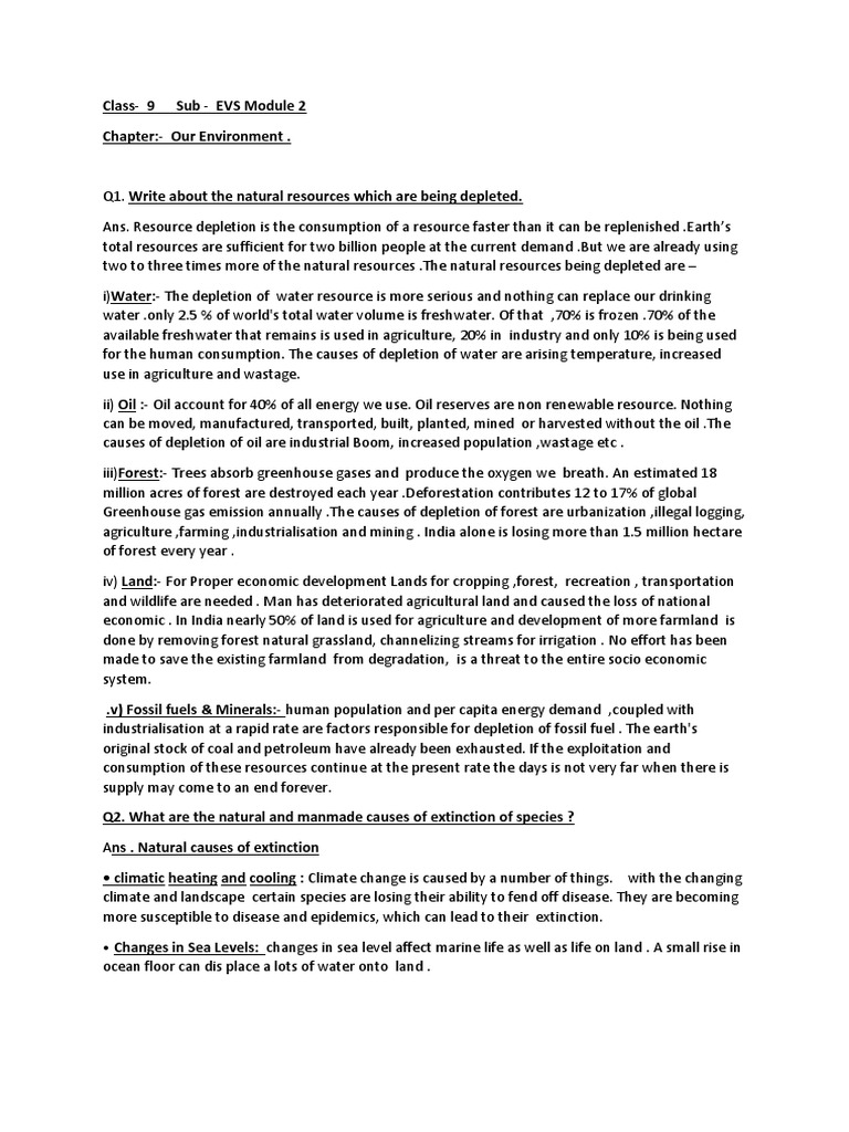 Class 9 EVS Module 2 On Our Environment | Download Free PDF | Habitat ...