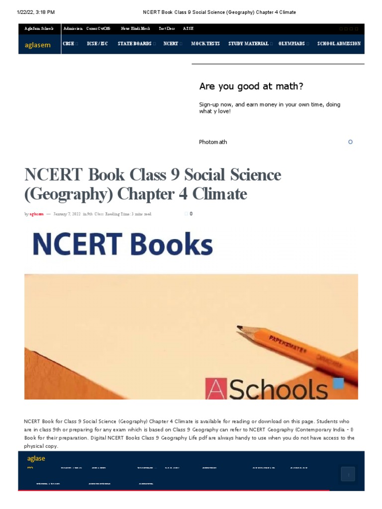 Class 9 Geography Chapter 4: Climate | PDF