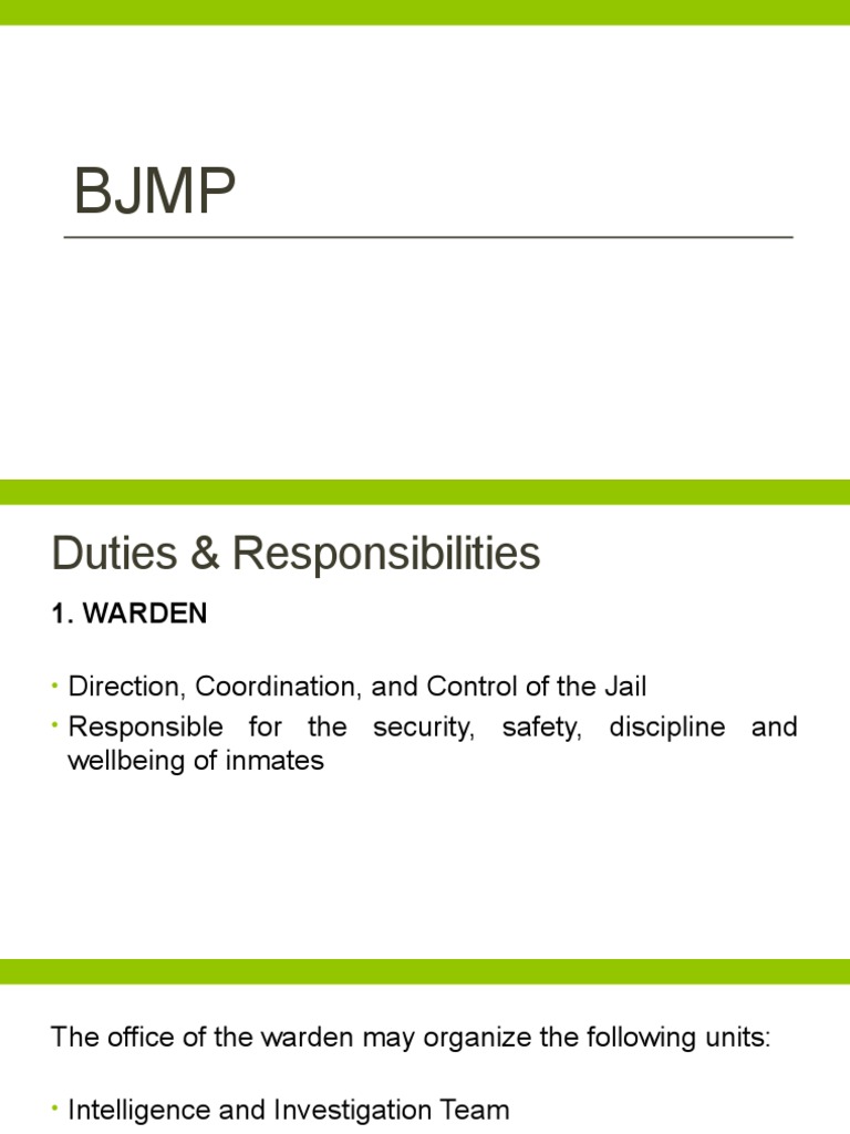 5 - BJMP Duties and Responsibilities | PDF | Prison | Prisoner