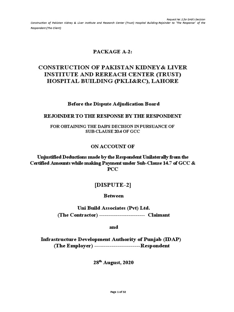 28-8-20 DISPUTE-2 REJOINDER-draft | PDF | Employment | Payments