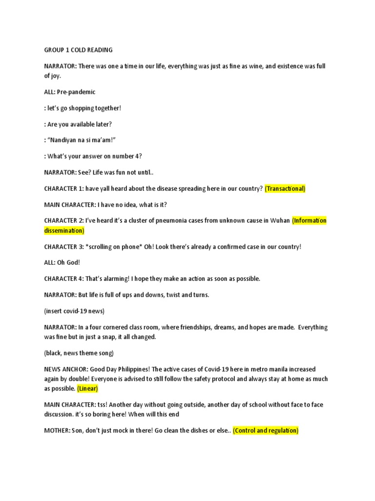 Group 1 Cold Reading Script | PDF