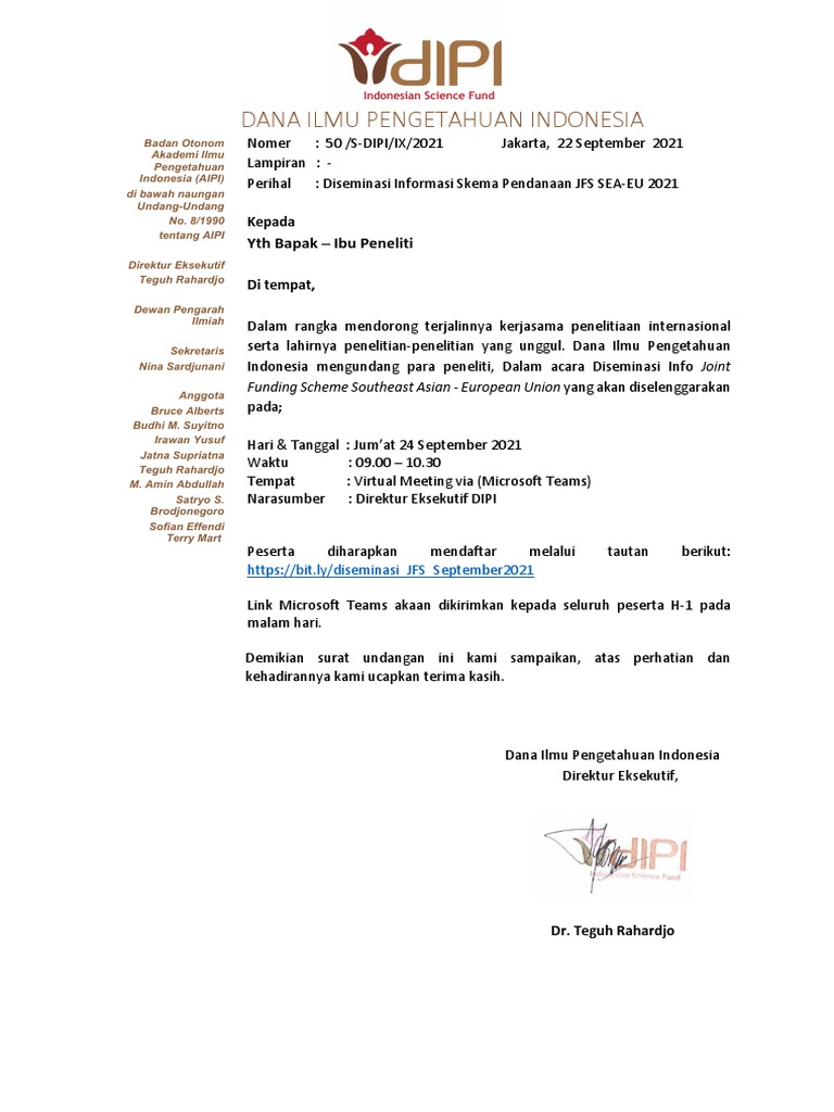 Diseminasi Informasi Skema Pendanaan JFS SEA-EU 2021 | PDF