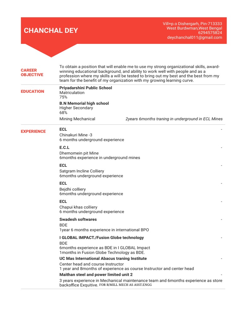 Chanchal Dey: Career Objective | PDF | Computing
