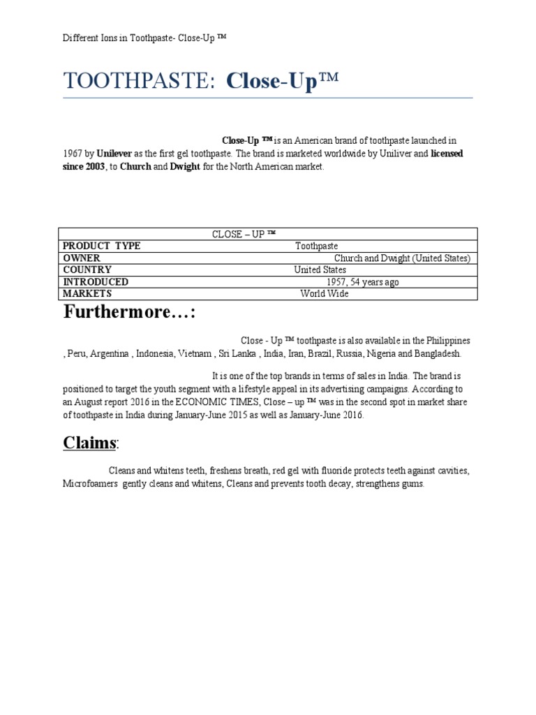 TOOTHPASTE - Close Up | PDF | Human Tooth | Tooth Enamel