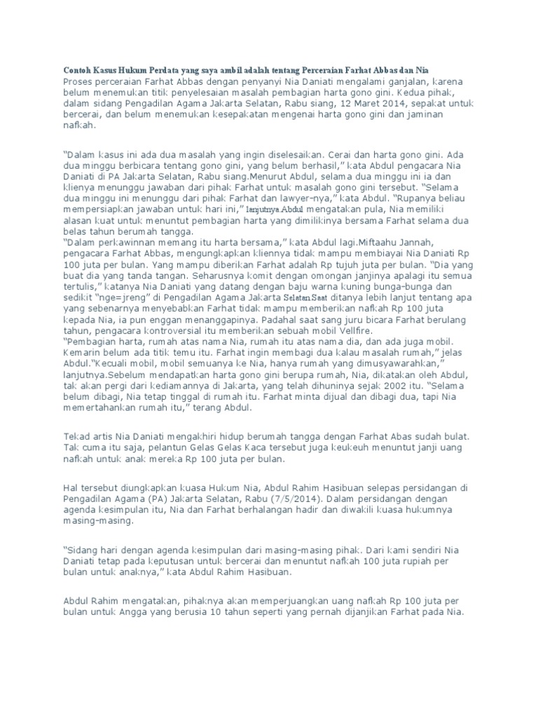 Contoh Kasus Hukum Perdata Yang Saya Ambil Adalah Tentang Perceraian ...