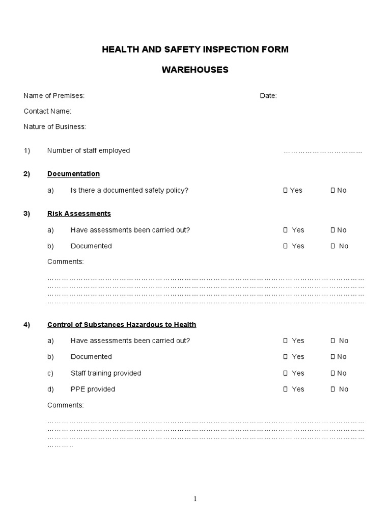 Warehouse Inspection Form | PDF | First Aid | Ladder