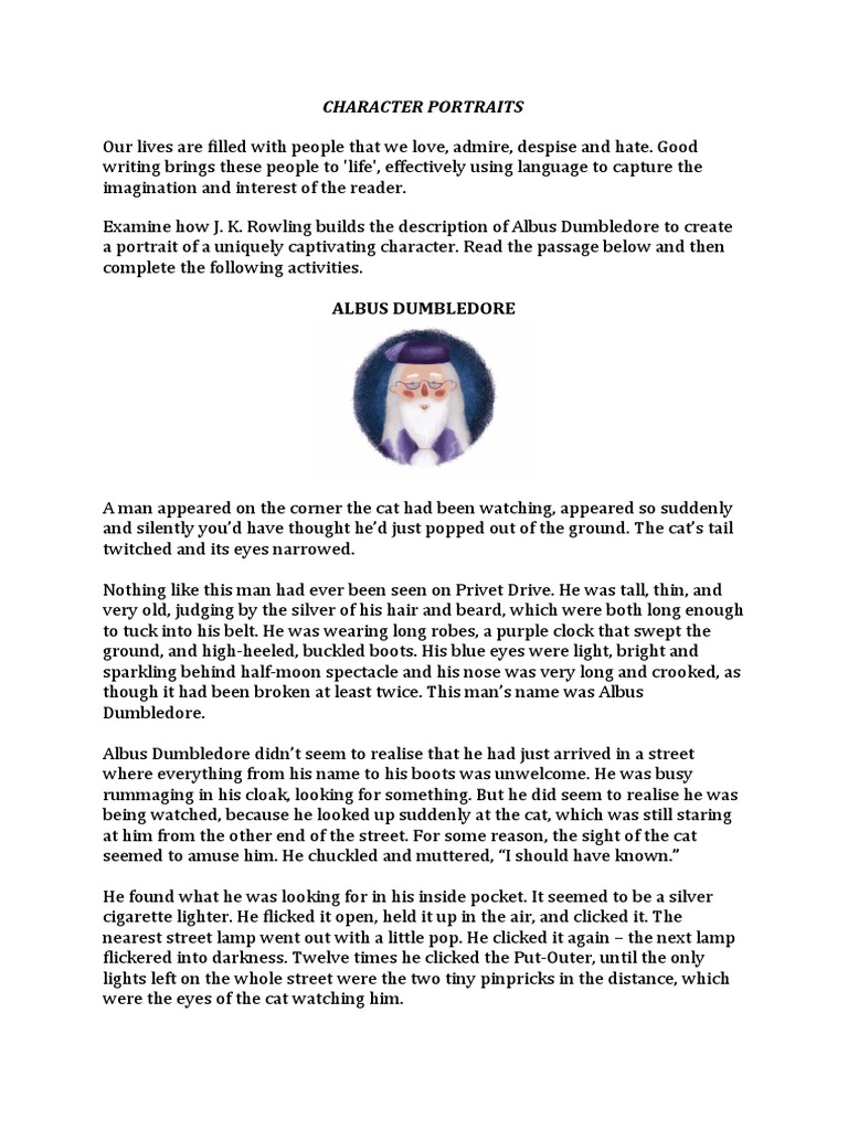 Albus Dumbledore Character Portrait Guide | PDF