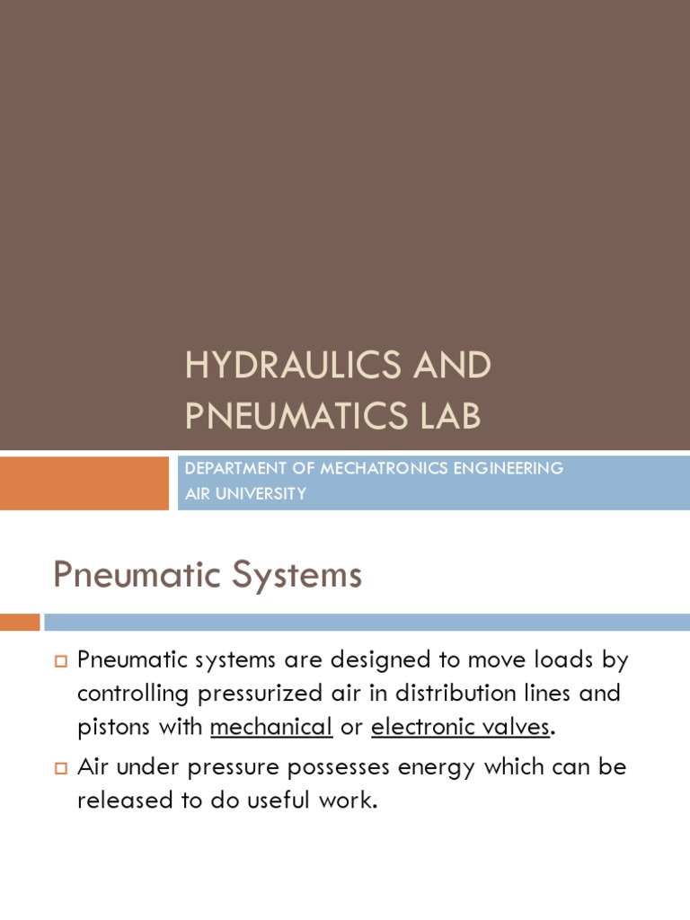 Hydraulics and Pneumatics Lab1 | Download Free PDF | Pneumatics | Valve