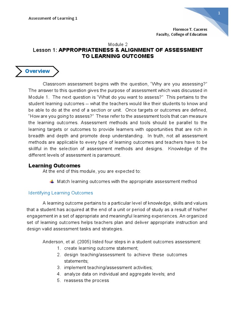 Module 2 Assessment of Learning PDF | PDF | Educational Assessment ...
