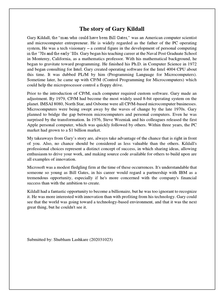 The Story of Gary Kildall | PDF | Microcomputers | Computing