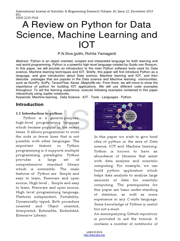 A Review On Python For Data Science Machine Learning and IOT | Download Free PDF | Python ...