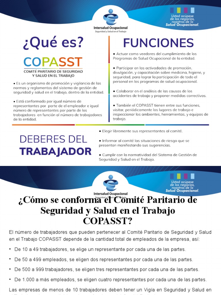 Estructura y funciones del COPASST | PDF | Seguridad y salud ...