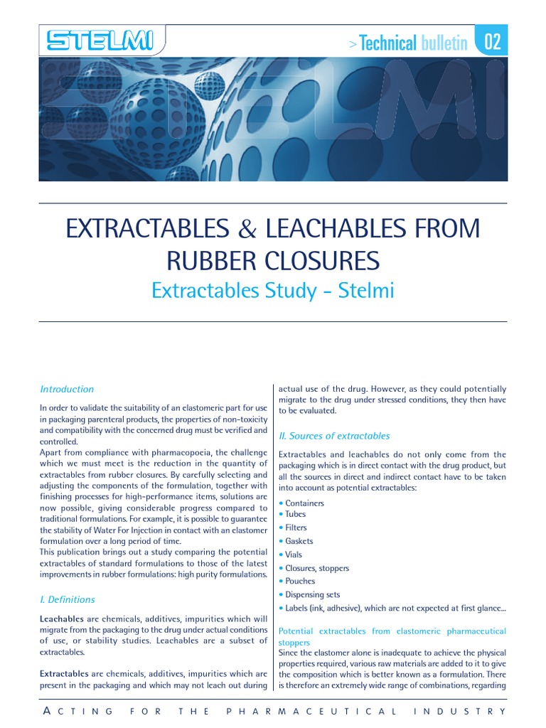 Extractables & Leachables From Rubber Closures | PDF | Pharmaceutical ...