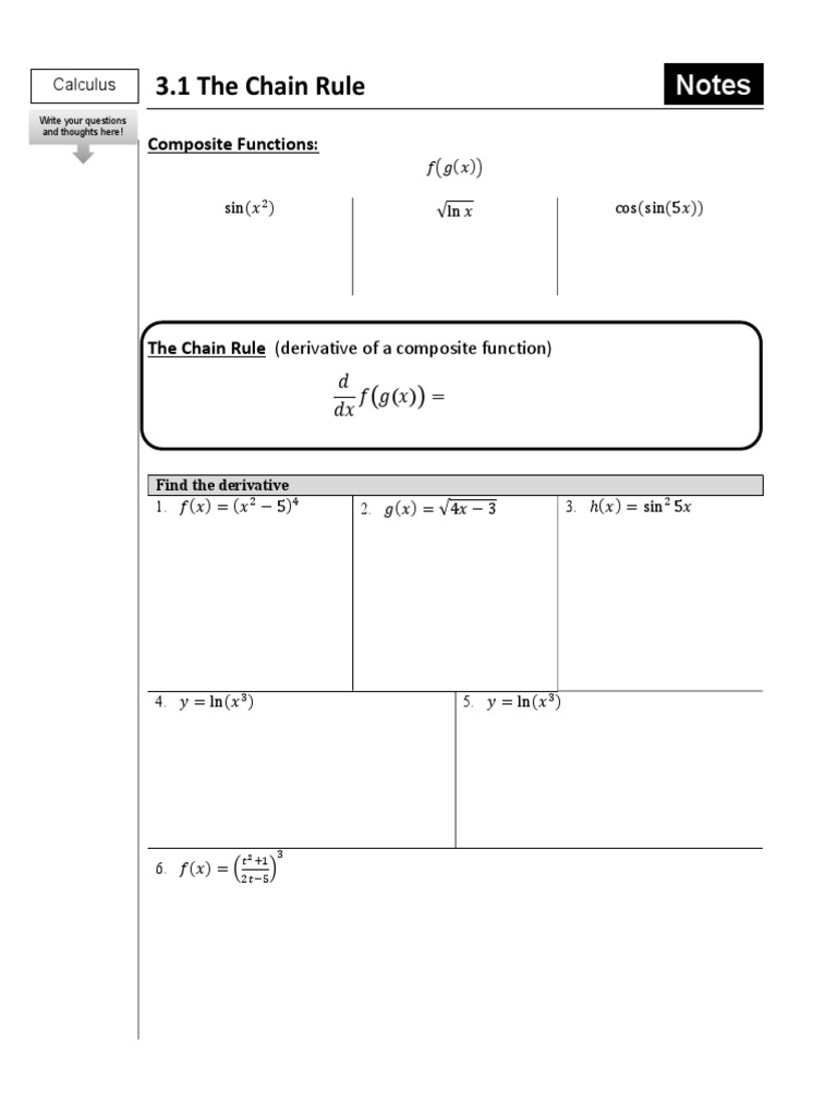 3.1 The Chain Rule: Notes | Download Free PDF | Derivative ...