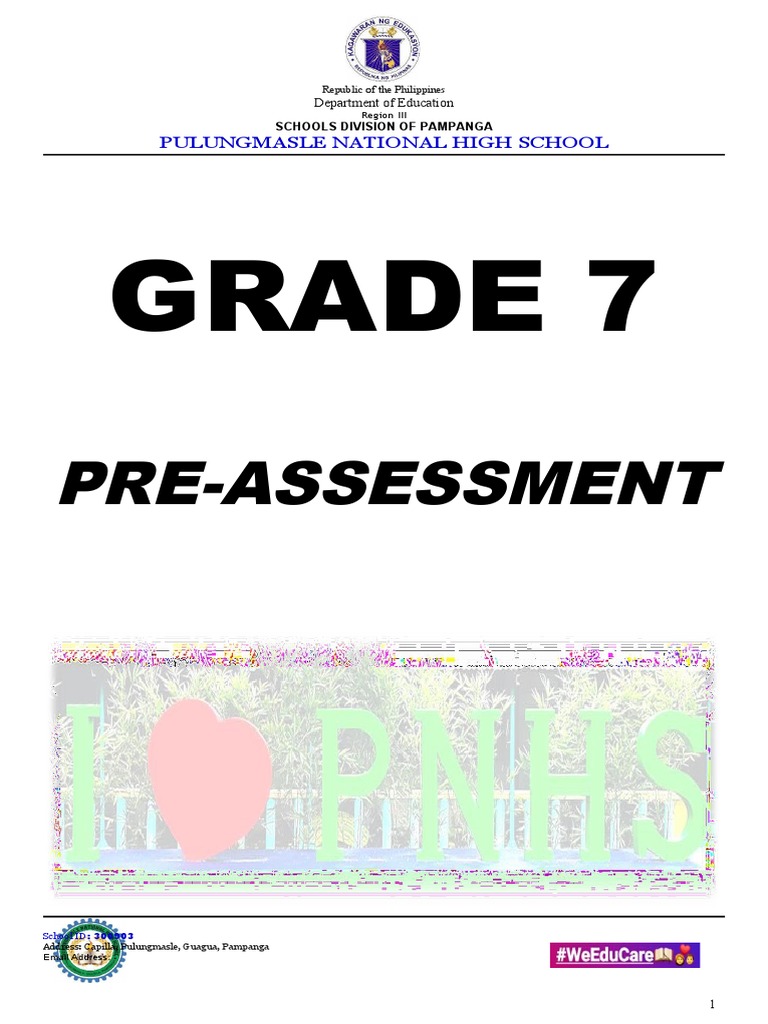 Pre Assessment G7 | PDF