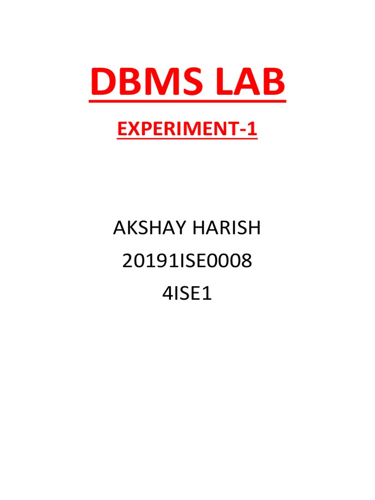 20191ise0008 - Akshay - DBMS Lab Obs | PDF | Sql | Data Management