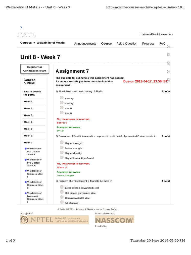 Unit 8 - Week 7: Assignment 7 | PDF | Steel | Stainless Steel