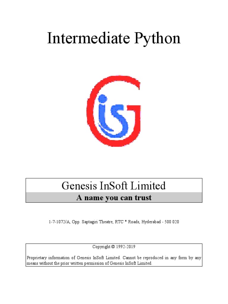 Genesis Intermediate Python Pdf Class Computer Programming Method Computer Programming