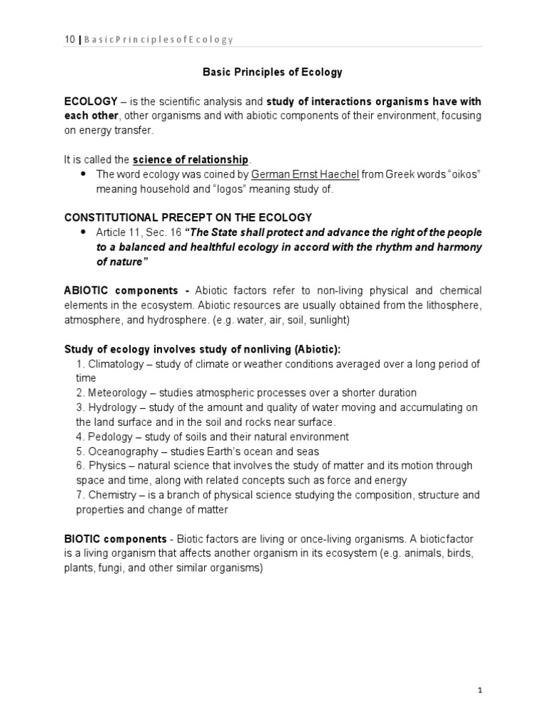 Basic Principles of Ecology | PDF | Food Web | Waste Management