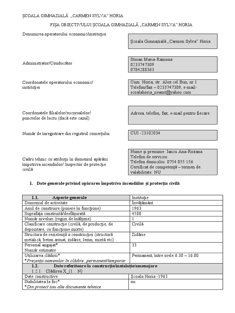 Fisa Obiectivului | PDF