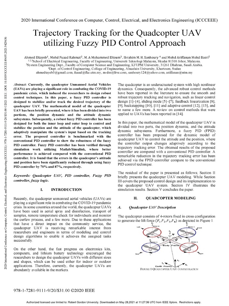 Trajectory Tracking For The Quadcopter UAV Utilizing Fuzzy PID Control ...