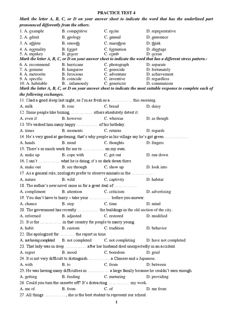 Practice Test 4-HS | PDF | Advertising | Brand