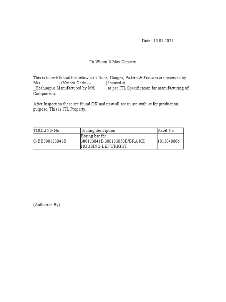 Tooling Declaration HB Ind. C-bb300123041b | PDF
