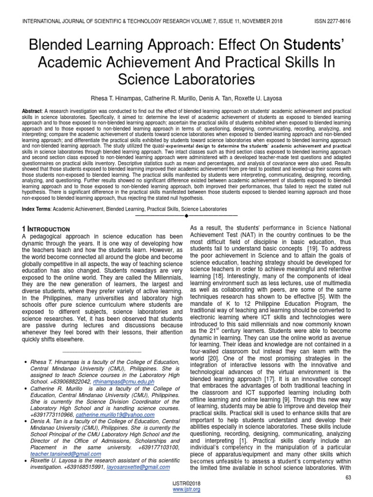 Blended Learning Approach Effect On Students Academic Achievement and ...