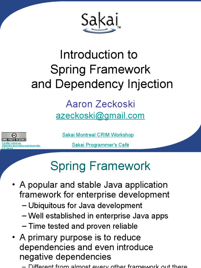 Introduction To Spring Framework and Dependency Injection: Aaron ...