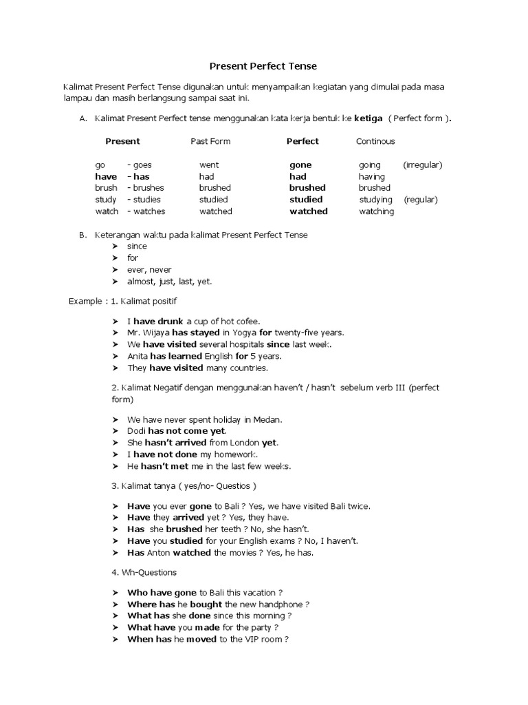 Present Perfect Tense | PDF | Language Mechanics | Linguistics