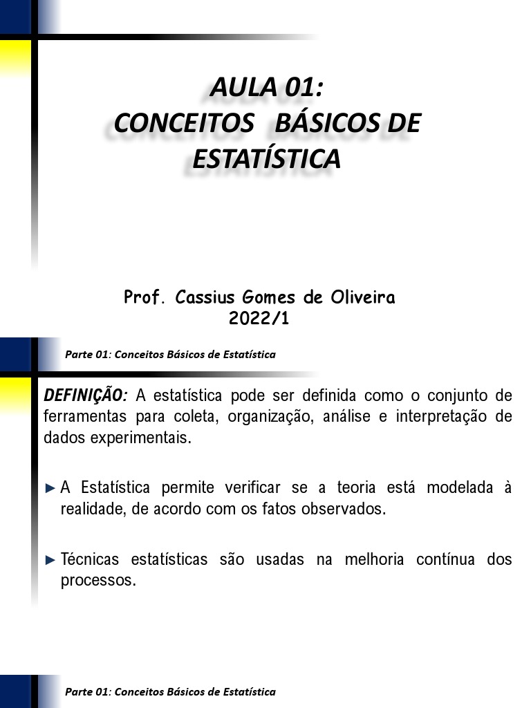 Conceitos Básicos de Estatística: Aula 01 | PDF | Estatísticas ...
