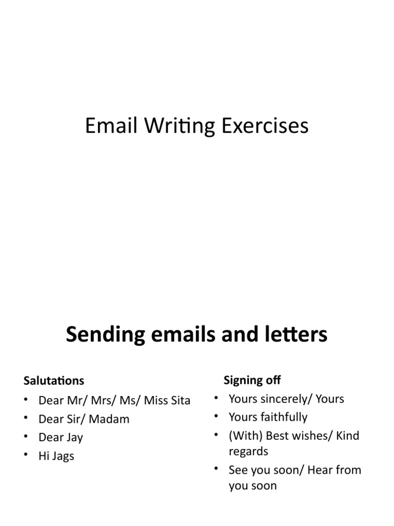 Email Writing Practice Exercises | PDF | Career & Growth | Language ...