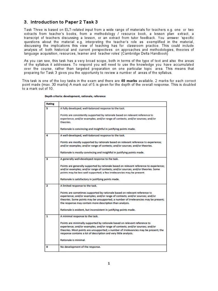 Introduction to Paper 2 Task 3 | PDF | Teachers | Learning