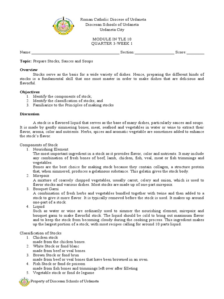 3rd Quarter in Tle 10 | PDF | Stock (Food) | Soup