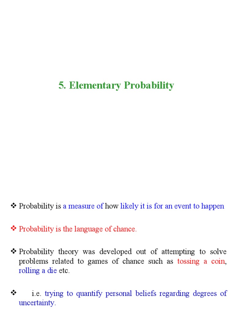 Elementary Probability Guide | PDF | Sampling (Statistics ...