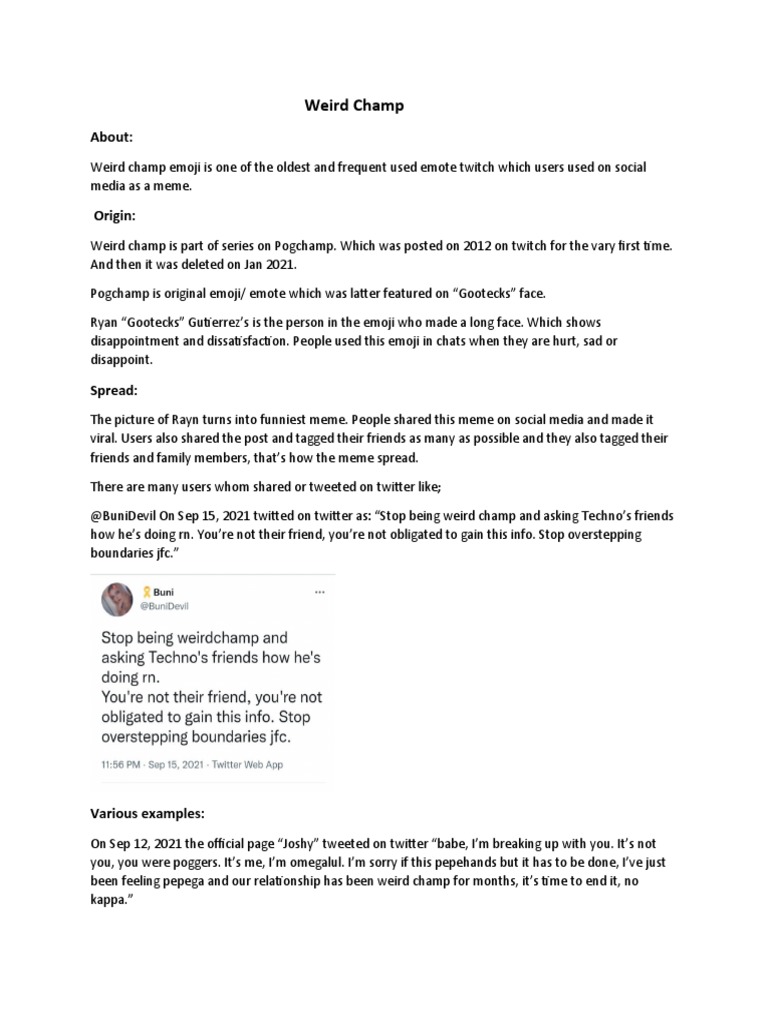 Understanding the Origins and Spread of the 'Weird Champ' Meme on ...
